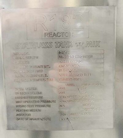 300 Litre Agitated Jacketed Reactor - Stainless Steel Tanks & Mixers
